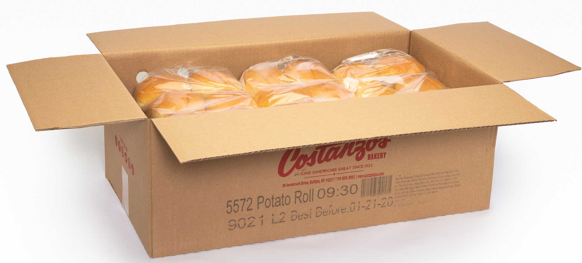 Costanzo’s Bakery Potato Hamburger Roll Case | FoodServiceDirect