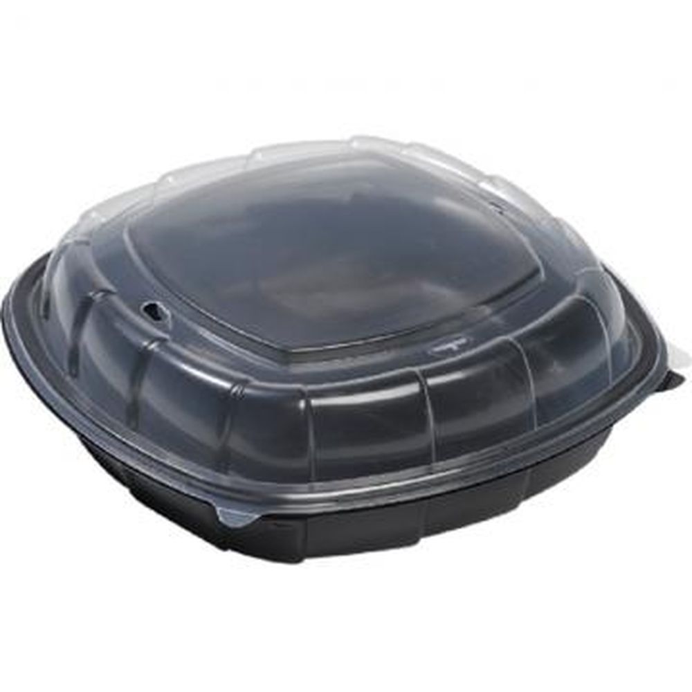 Sabert Deluxe Dual Color High Dome Hinged Square Container, 10 x 10 ...