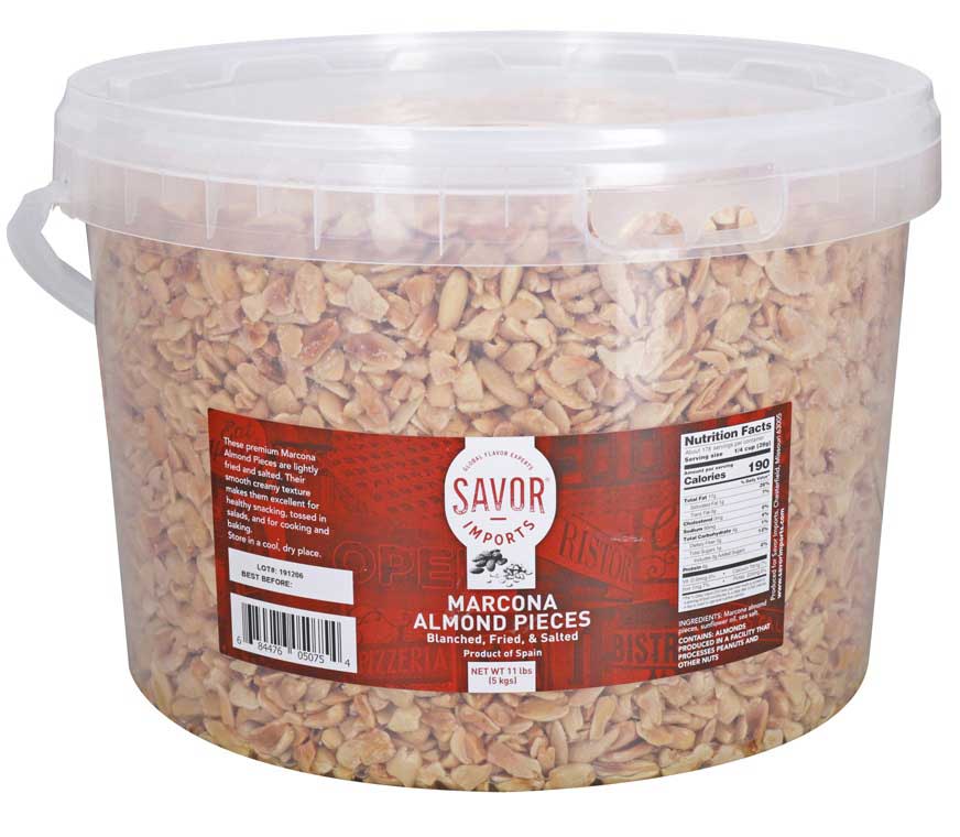 Savor Imports Marcona Chopped Almond Pieces, 11 Pound Pail ...