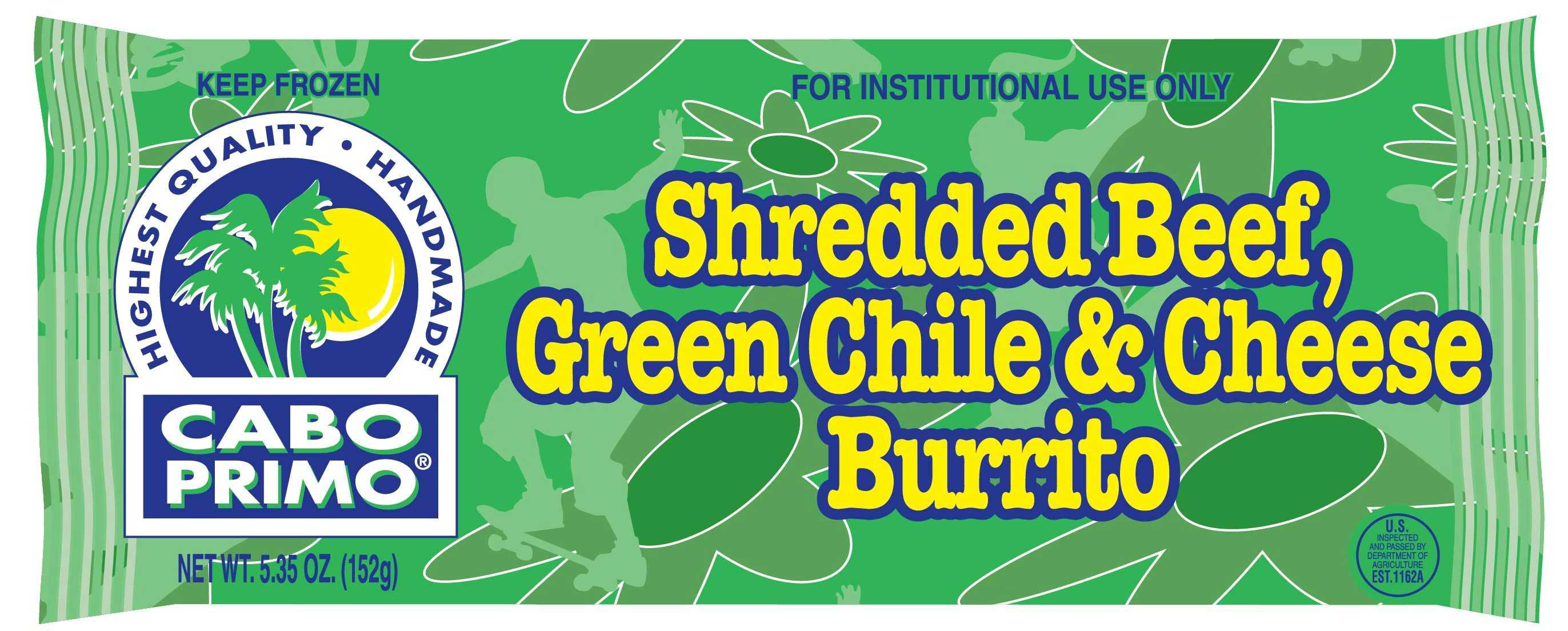 Cabo Primo Shredded Beef Green Chile Cheese Burrito, 5.35 Ounce -- 80 ...
