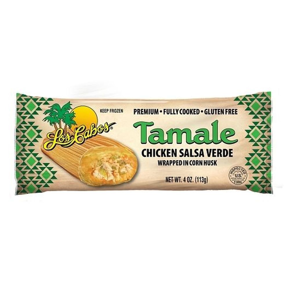 Los Cabos Chicken Salsa Verde Tamale Wrapped in a Corn Husk, 4 Ounce ...
