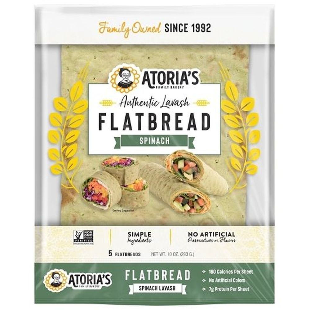 Atorias Family Bakery Spinach Lavash Flatbread, 10 Ounce -- 10 per case