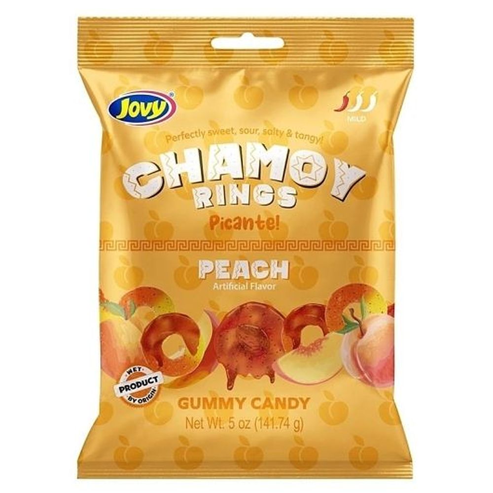 Jovy 5 Ounce Chamoy Peach Rings Gummies, 8 count