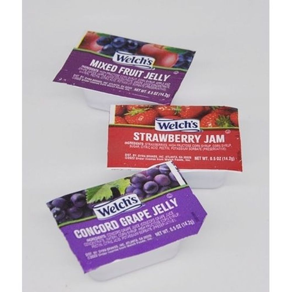 Welchs Grape Strawberry and Mixed Fruit Jelly/Jam Assortment Cups, 0.5 ...