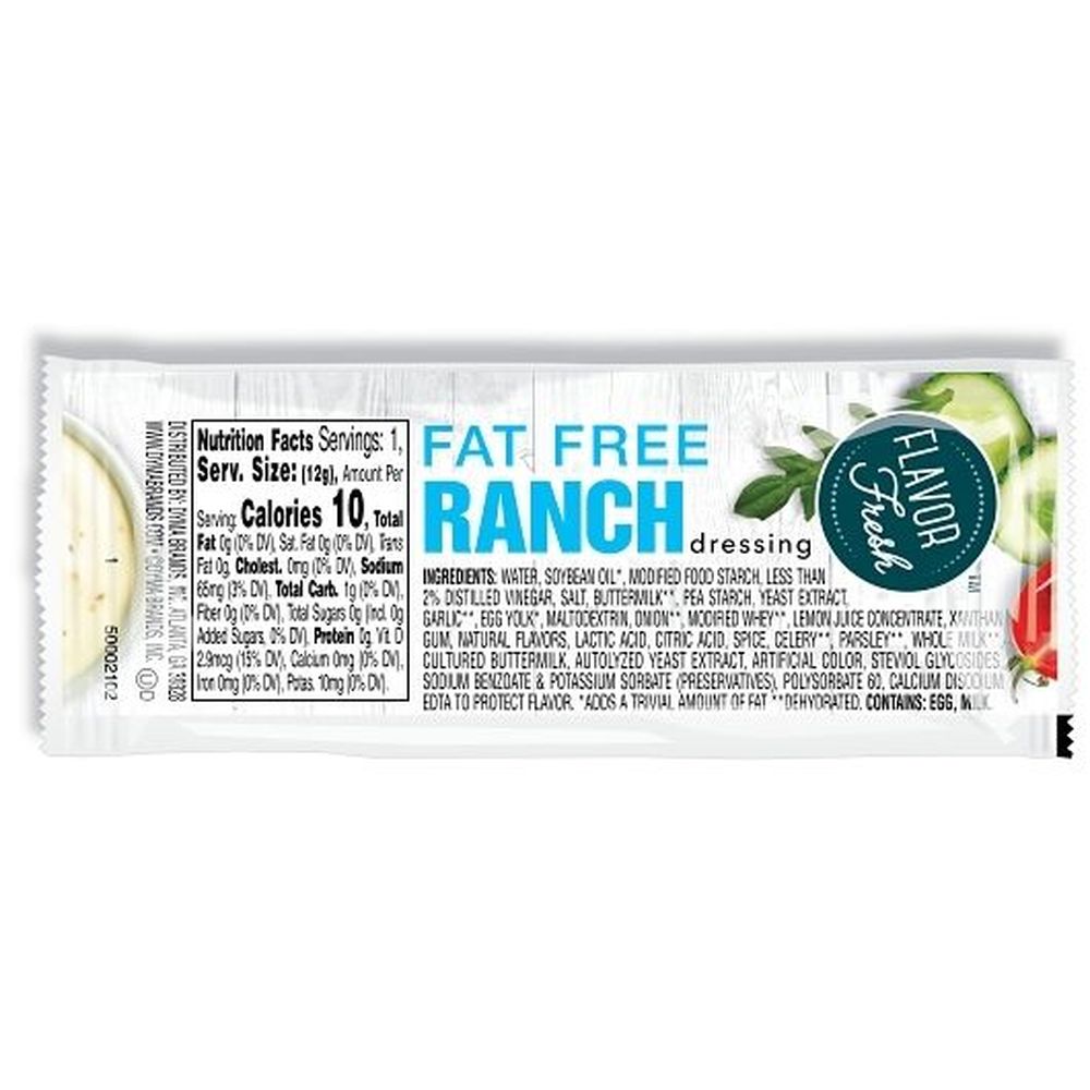 Flavor Fresh Fat Free Ranch Dressing Pouch, 12 Gram -- 200 per case.