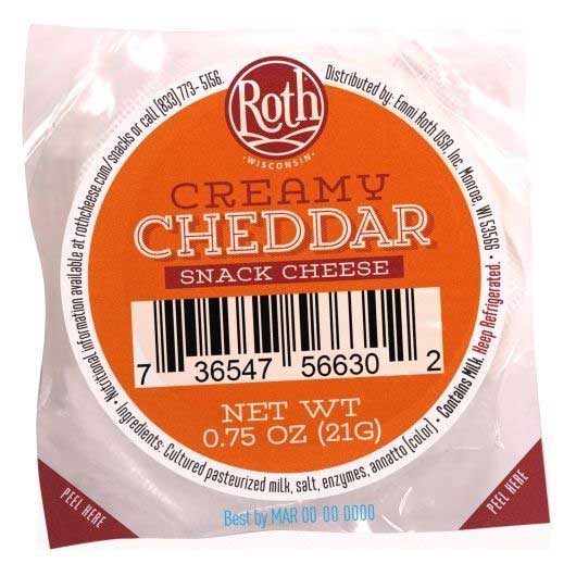Roth Natural Creamy Cheddar Snack Cheese, 0.75 Ounce -- 32 per case
