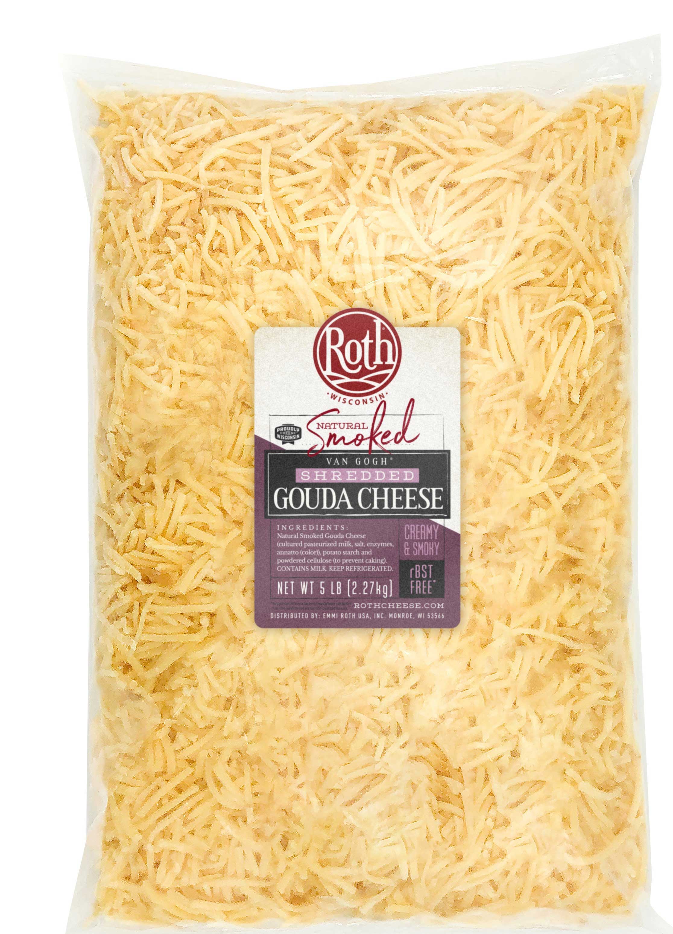 Emmi Roth Natural Smoked Shredded Gouda Cheese | FoodServiceDirect