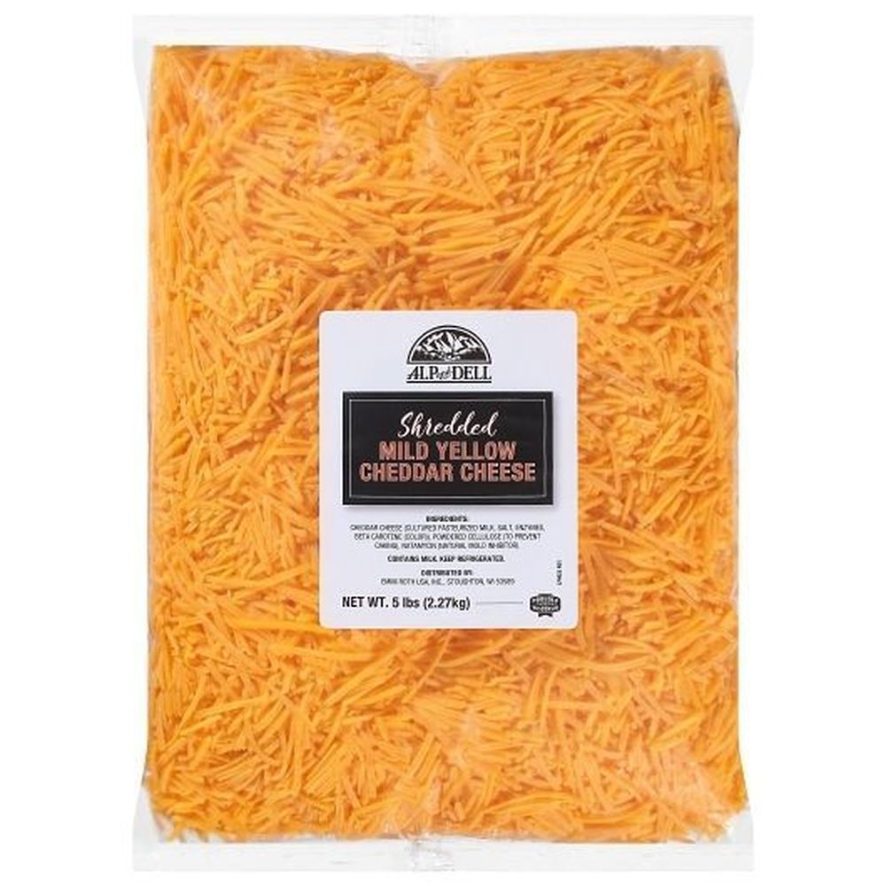 Alp and Dell Mild Yellow Shredded Cheddar Cheese, 5 Pound -- 4 per case ...