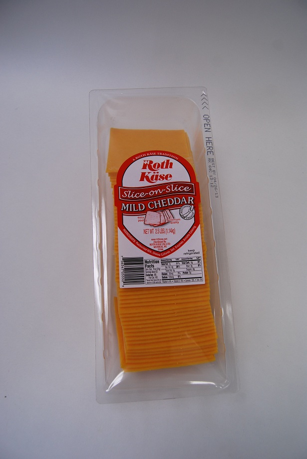 Roth Kase Slice On Slice Mild Cheddar Cheese, 2.5 Pound -- 4 per case.