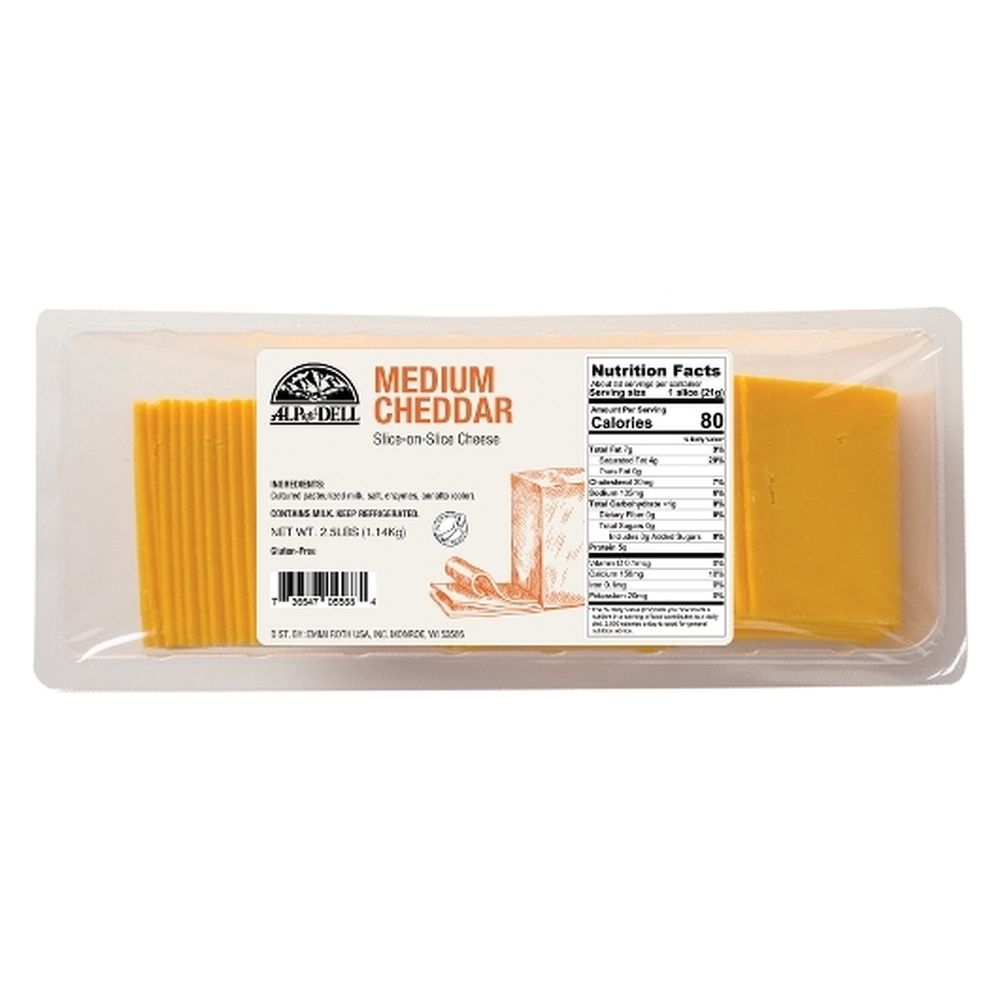 Alp and Dell Slice On Slice Medium Cheddar Slices | FoodServiceDirect