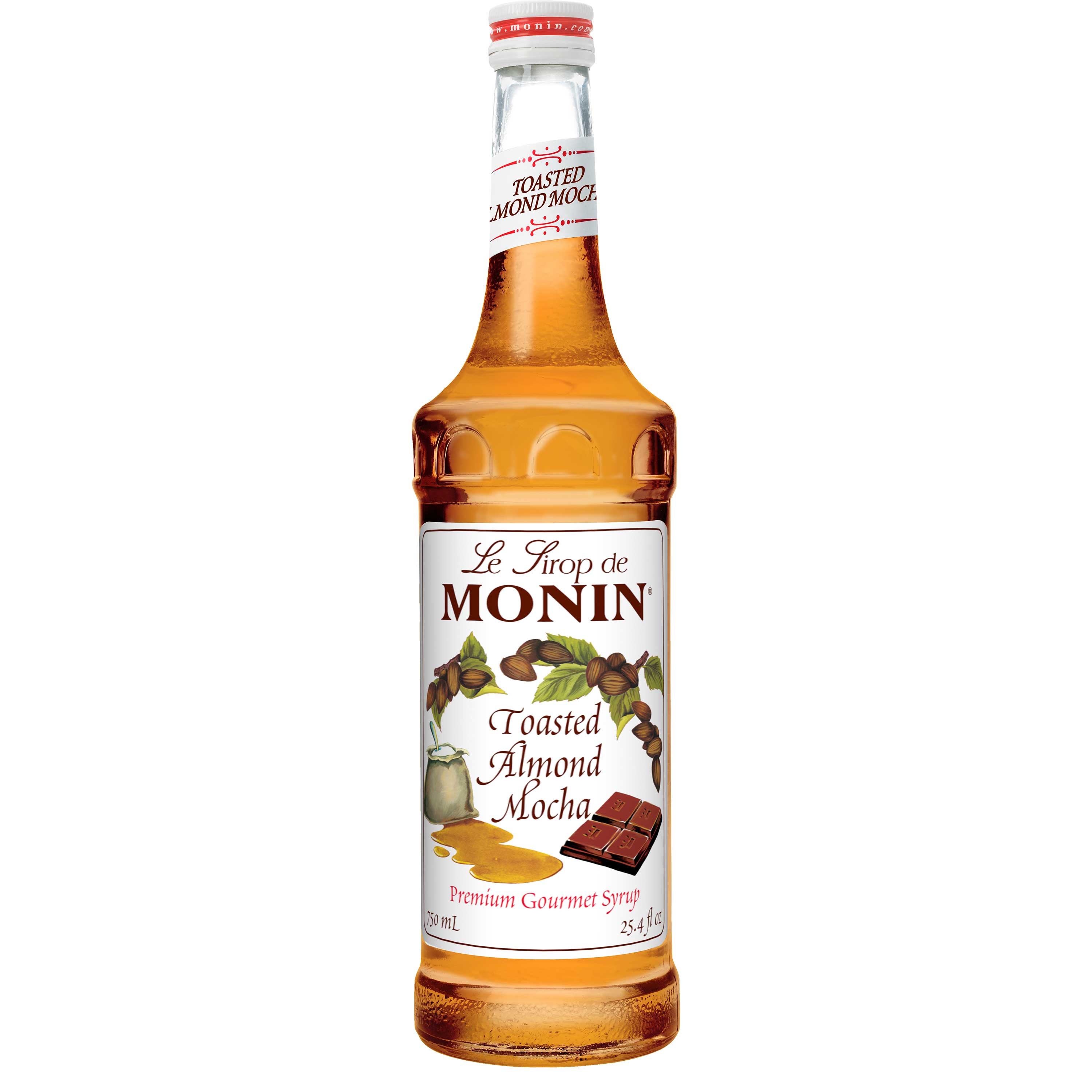 Monin Toasted Almond Mocha Flavor Syrup, 750 Milliliter -- 12 Case