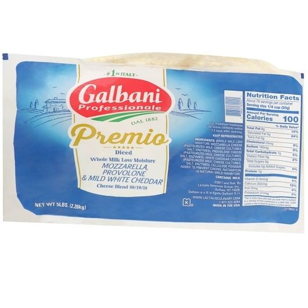 Galbani Professionale Premio Diced Whole Milk Provolone Cheddar Blend ...