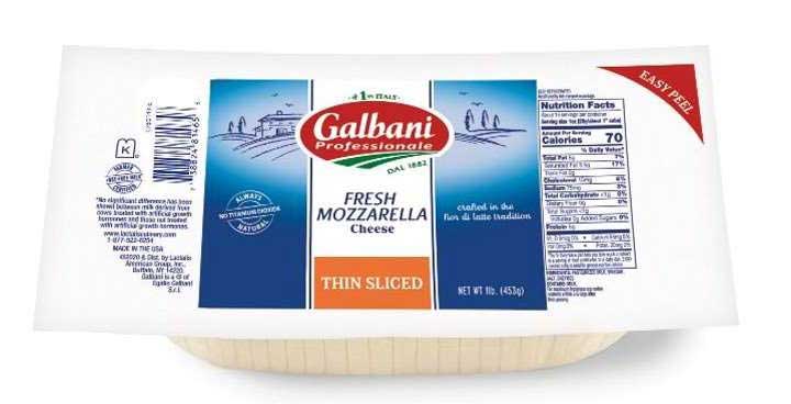 Galbani Thin Sliced Fresh Mozzarella Cheese Log, 16 Ounce -- 6 per case