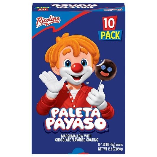 Ricolino Paleta Payaso Marshmallow with Chocolate Coated Candy, 15.8 ...