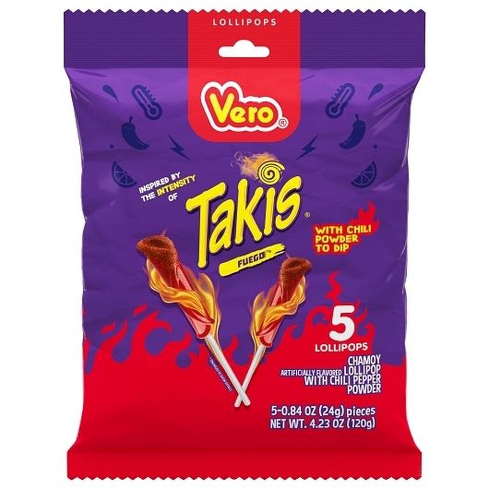 Vero Takis Chamoy Flavored Lollipop, 5 count -- 12 per case