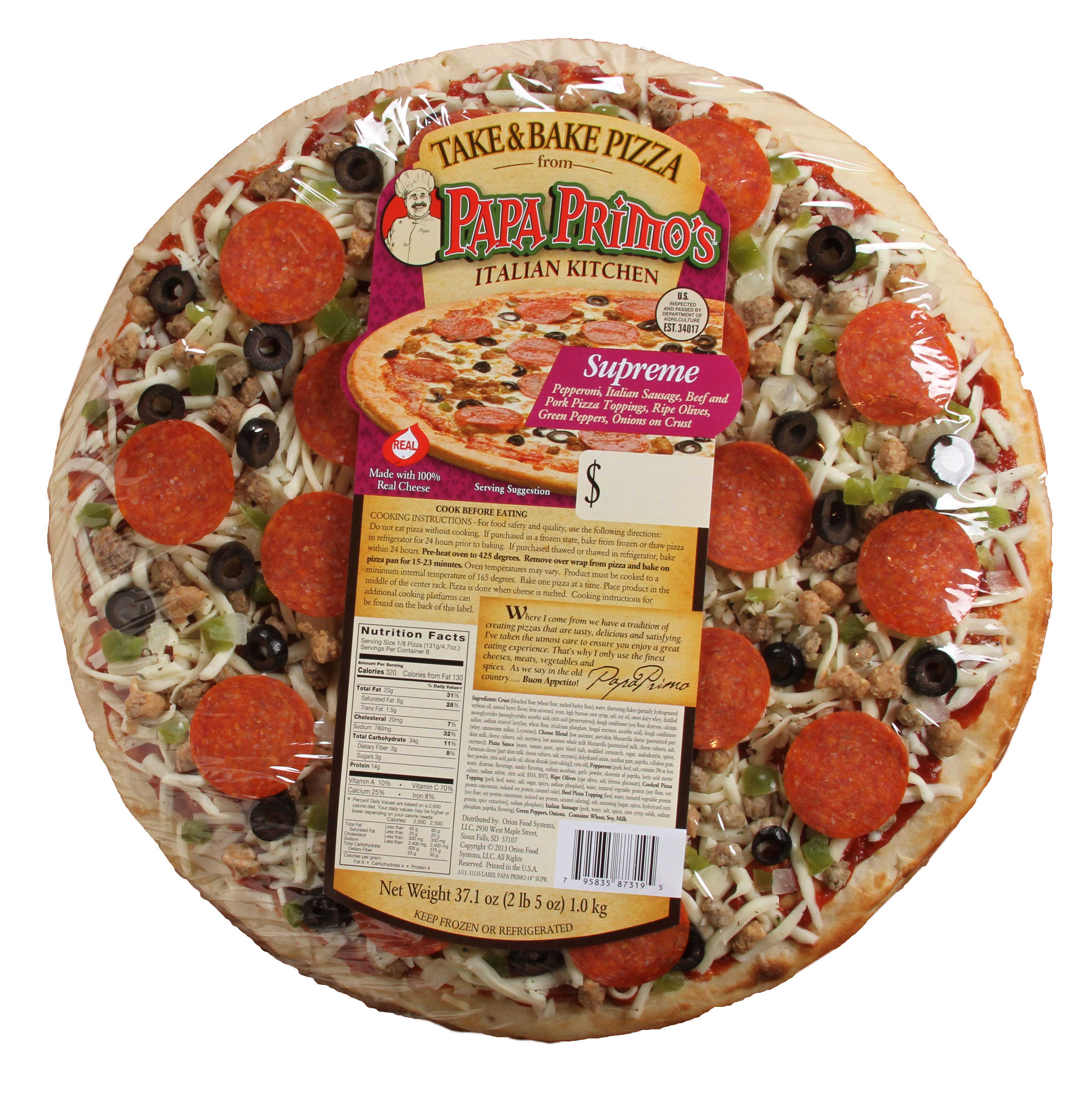 Papas Primos Large Supreme Pizza Case | FoodServiceDirect
