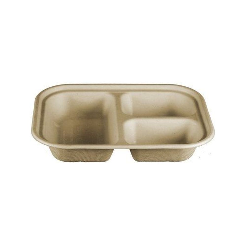 World Centric Three Compartment Tray with Lining, 50 count - 8 per case