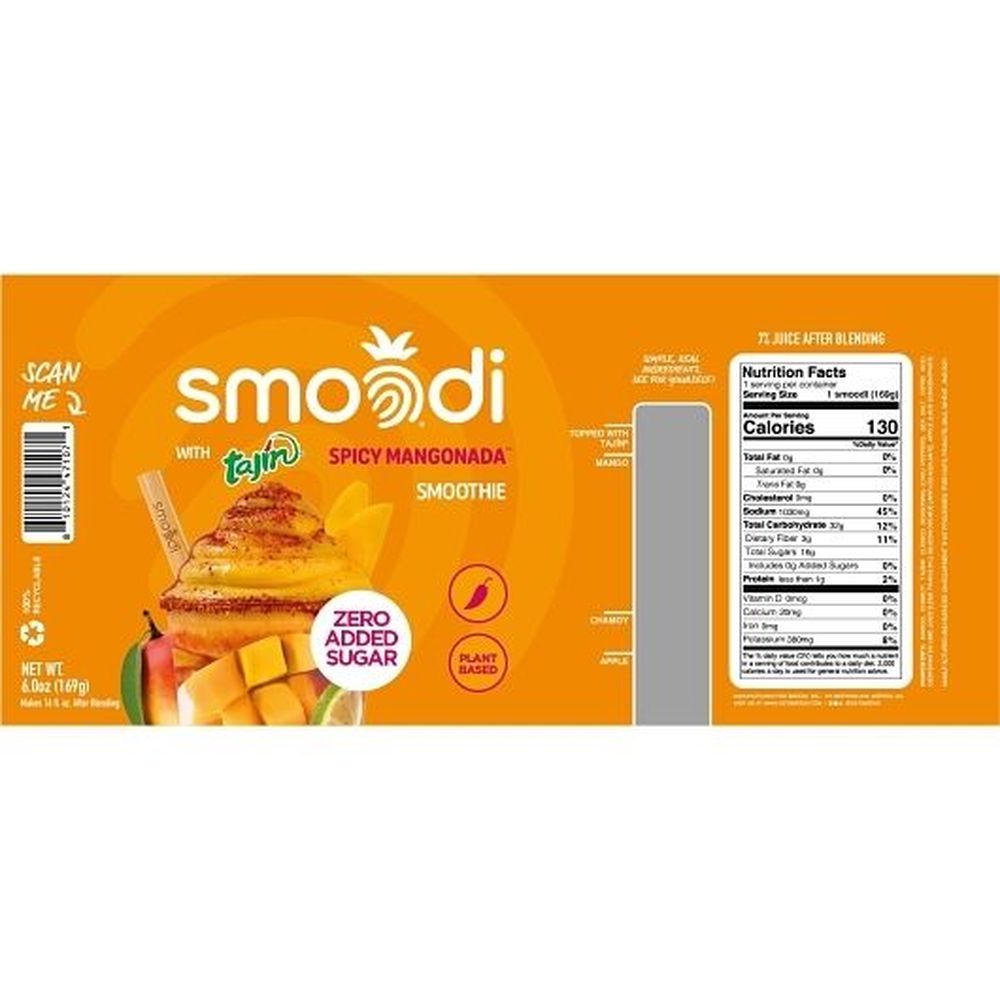 Smoodi Spicy Mangonada with Tajin Smoothie, 6 Ounce -- 12 per case