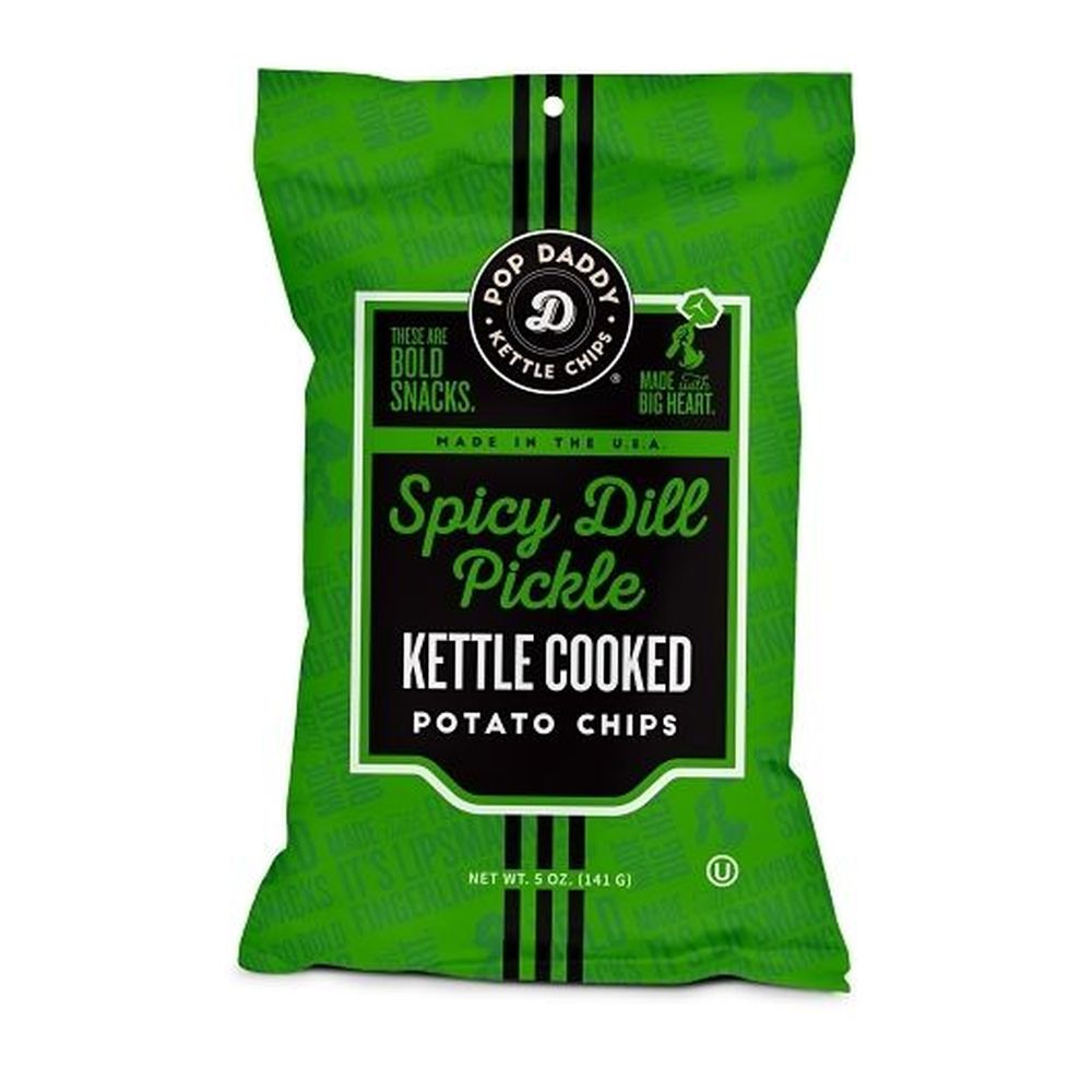 Pop Daddy Spicy Dill Pickle Kettle Cooked Potato Chips, 5 Ounce -- 12 ...