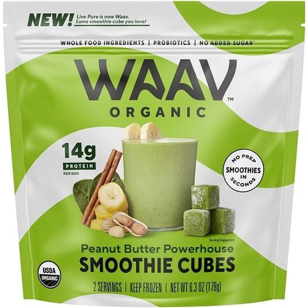Waav Organic Peanut Butter Smoothie Cubes, 12 count -- 6 per case