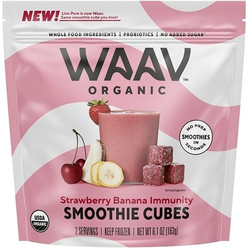 Waav Organic Strawberry Banana Smoothie Cubes, 12 count -- 6 per case