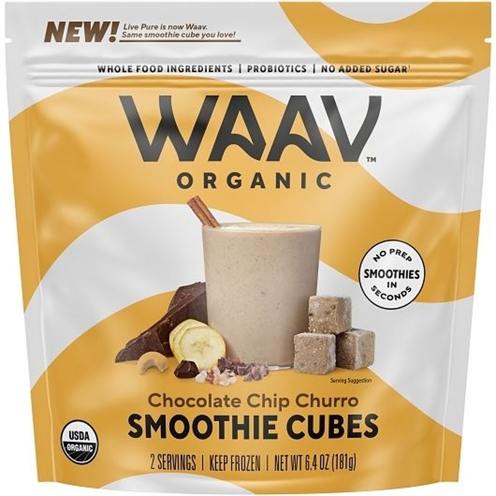 Waav Organic Chocolate Chip Churro Smoothie Cubes, 12 count -- 6 per case