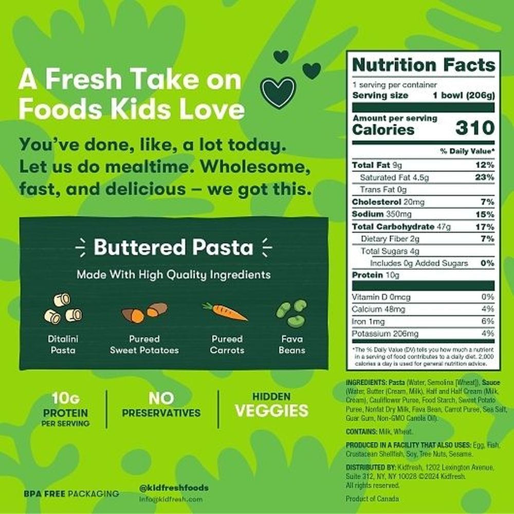 Kidfresh Buttered Pasta, 7.25 Ounce -- 8 per case
