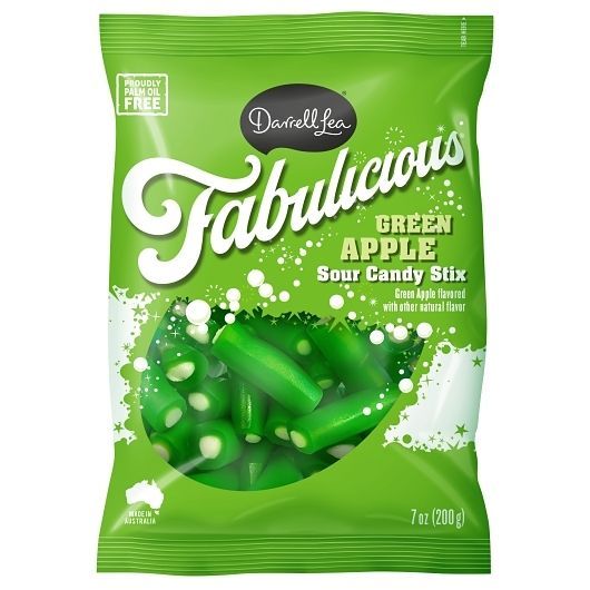 Darrell Lea Fabulicious Green Apple Sour Gummy Candy Stix, 7 Ounce -- 8 ...
