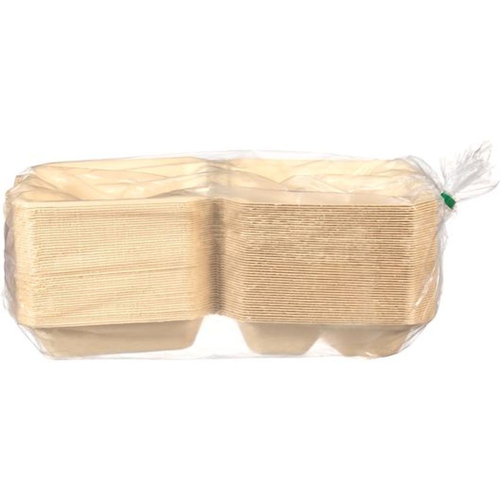 Tellus No PFAS Added Sugarcane Fiber Square Disposable 3 Compartment ...