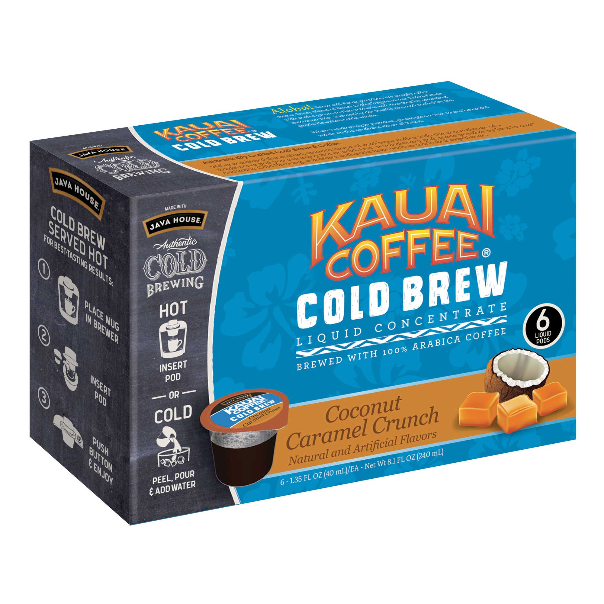 Java House Kauai Coconut Caramel Crunch Authentic Cold Brew Coffee Pod ...
