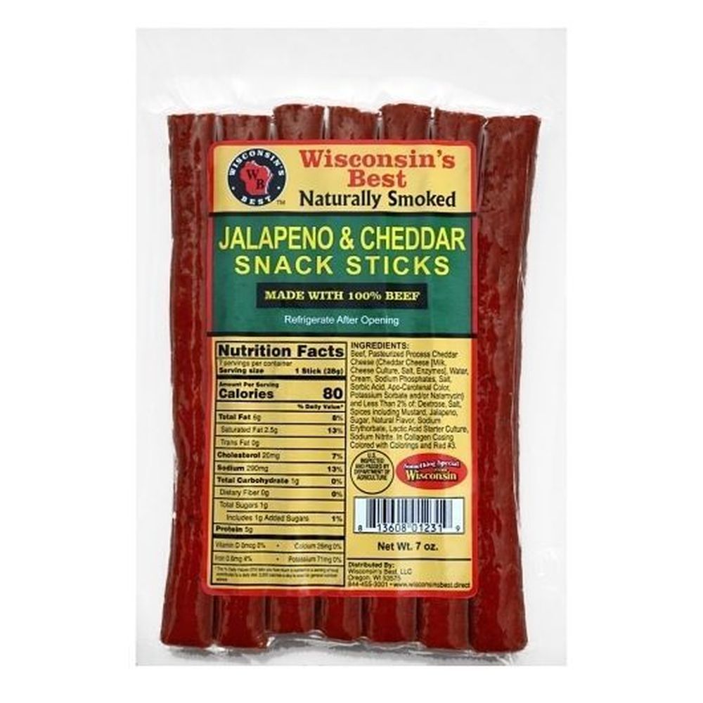 Wisconsins Best Jalapeno and Cheddar Snack Sticks - Value Pack Sticks ...