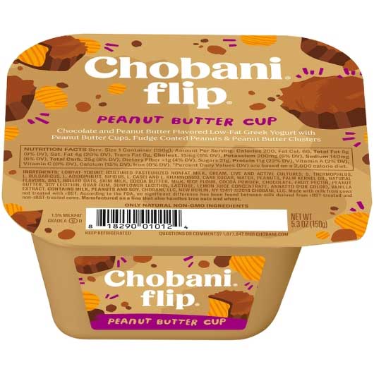 Chobani Flip Peanut Butter Cup Low-Fat Greek Yogurt, 4.5 Ounce -- 12 ...