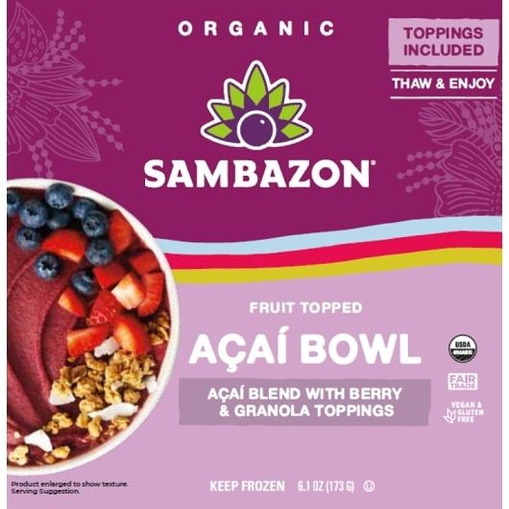 Sambazon Acai Bowl with Berry and Granola Topping, 6.1 Ounce - 9 per case