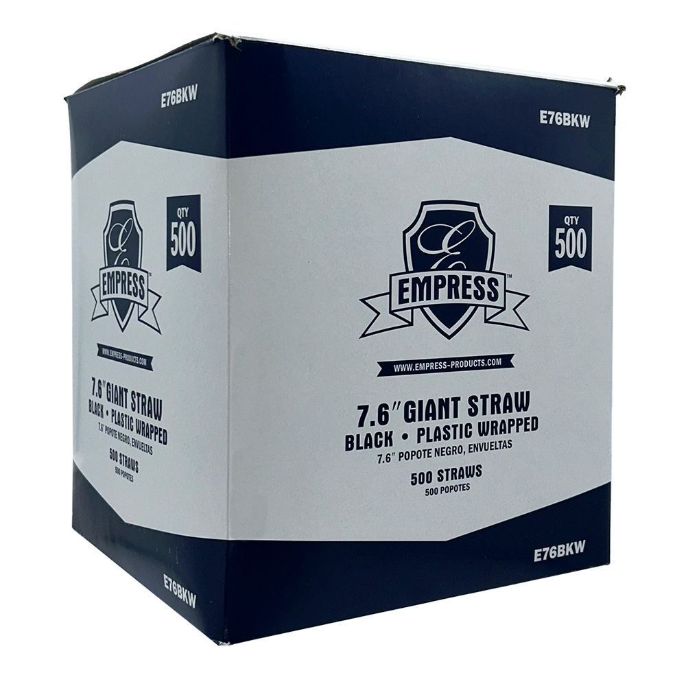 Empress Plastic Black Giant Wrapped Straw, 7.6 inch -- 12000 per case