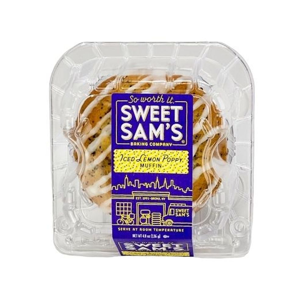 Sweet Sams Individually Wrapped Iced Lemon Poppy Muffin -- 12 per case