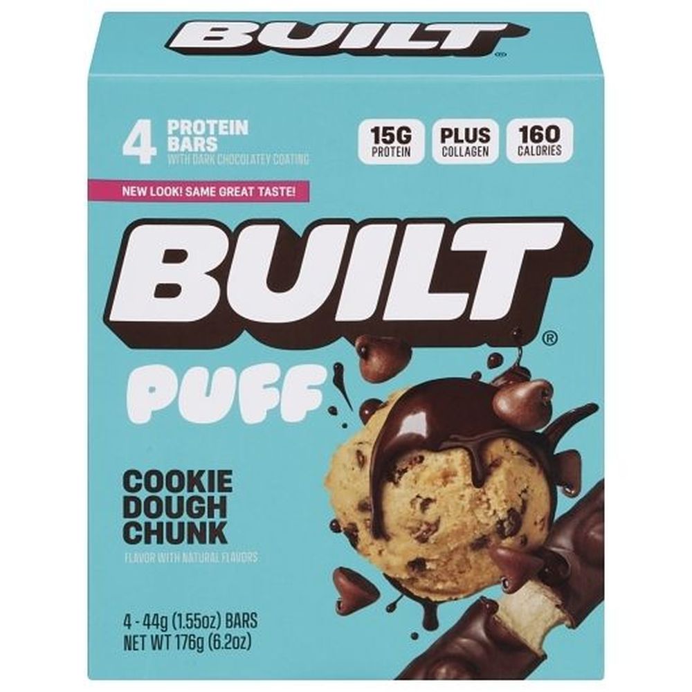 Built Cookie Dough Chunk Puff Protein Candy Bar, 4 count -- 6 per case