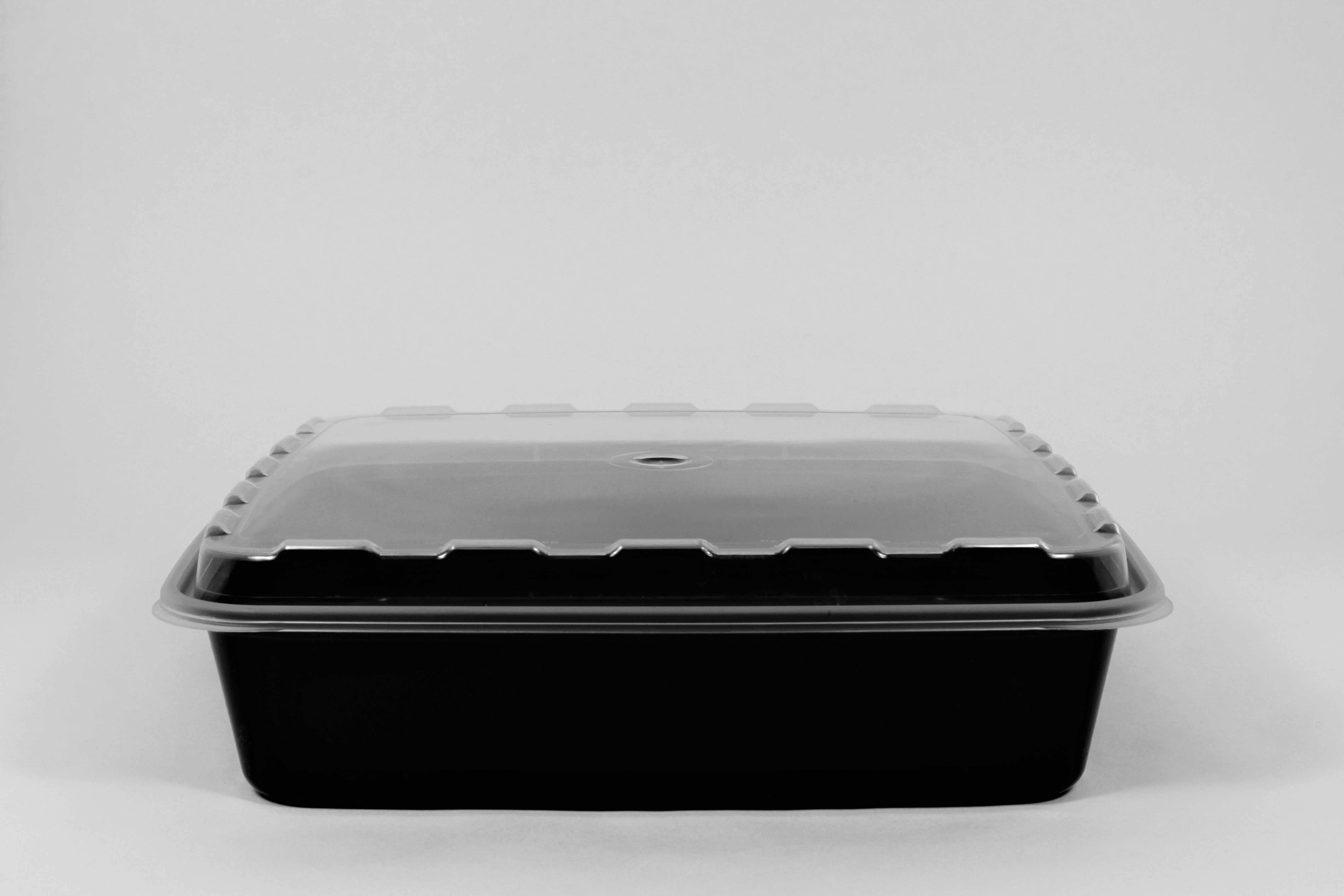 Cubeware Square Black Reusable Plastic Microwavable Food Container With ...