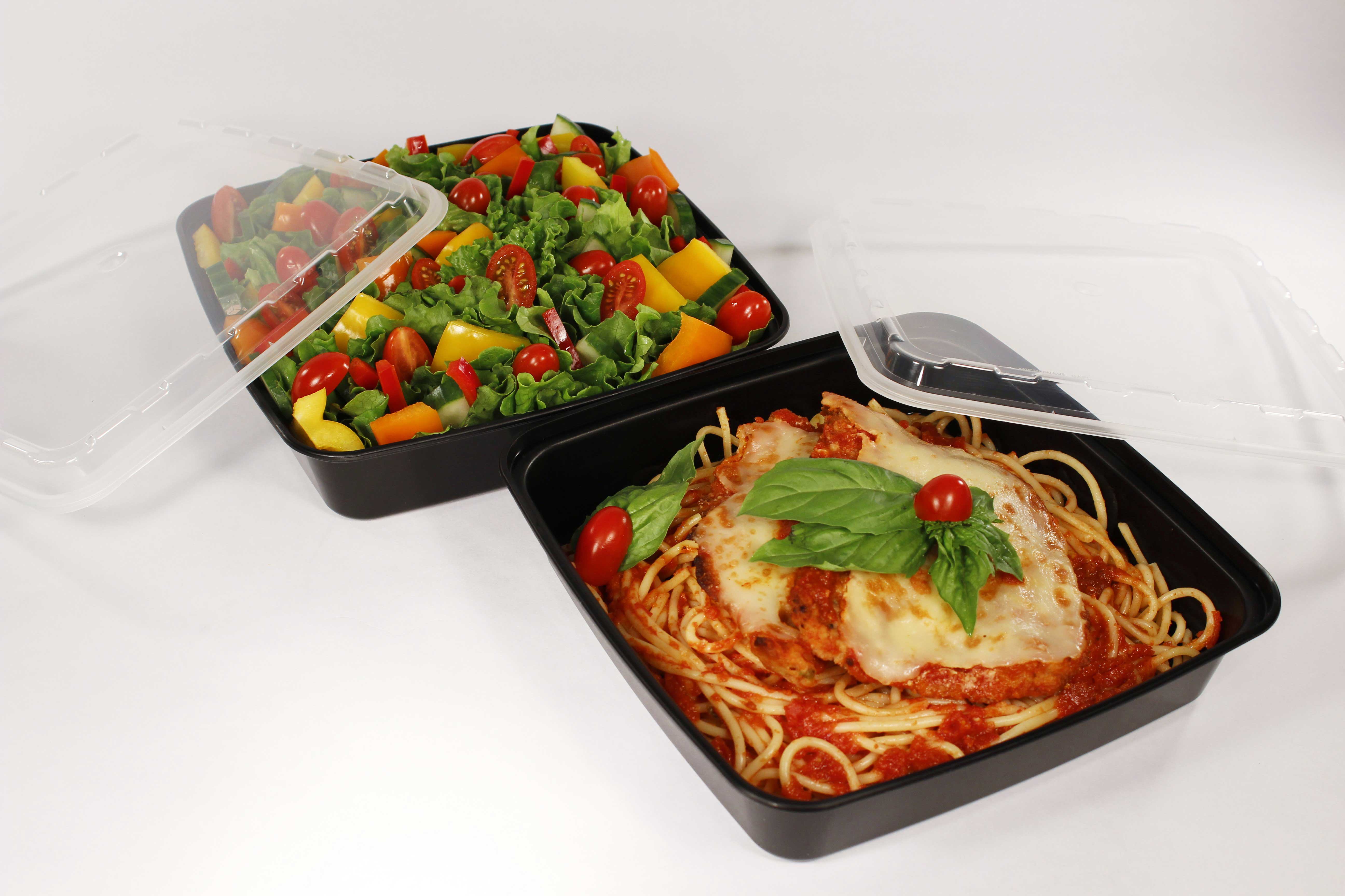 Cubeware Square Black Reusable Plastic Microwavable Food Container With ...