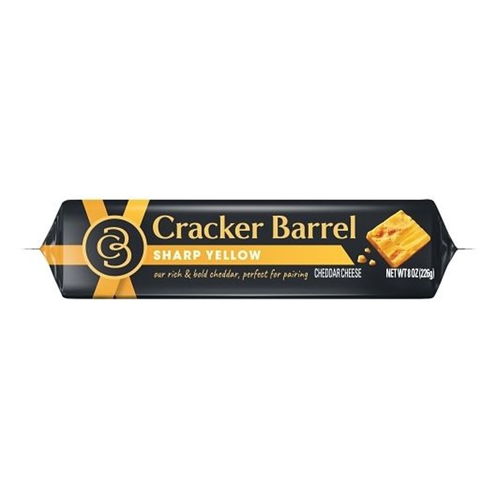 Cracker Barrel Sharp Yellow Cheddar Cheese Chunks, 8 Ounce -- 12 per case