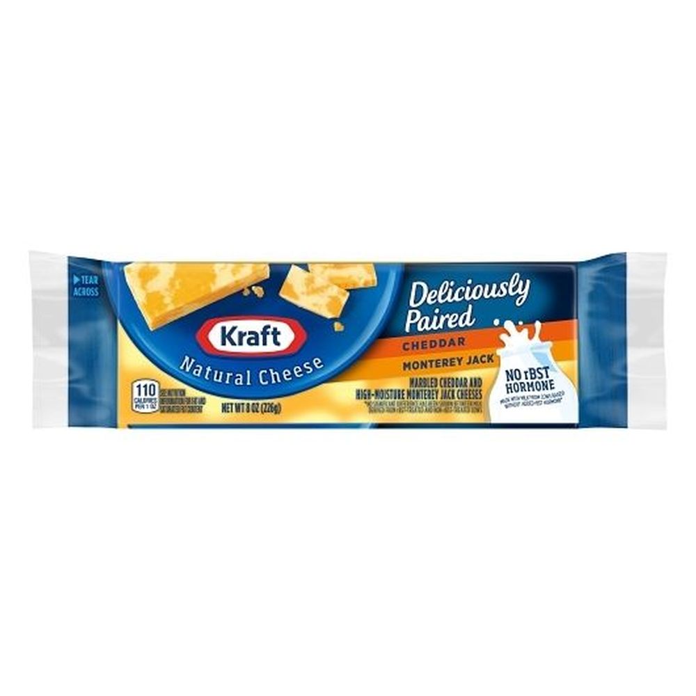 Kraft Cheddar and Monterey Jack Marbled Cheese Block, 8 Ounce -- 12 per ...