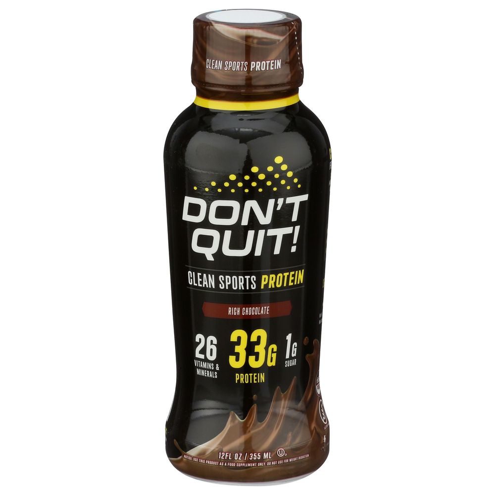 Dont Quit Rich Chocolate Clean Sports Protein Shake, 12 Fluid Ounce ...