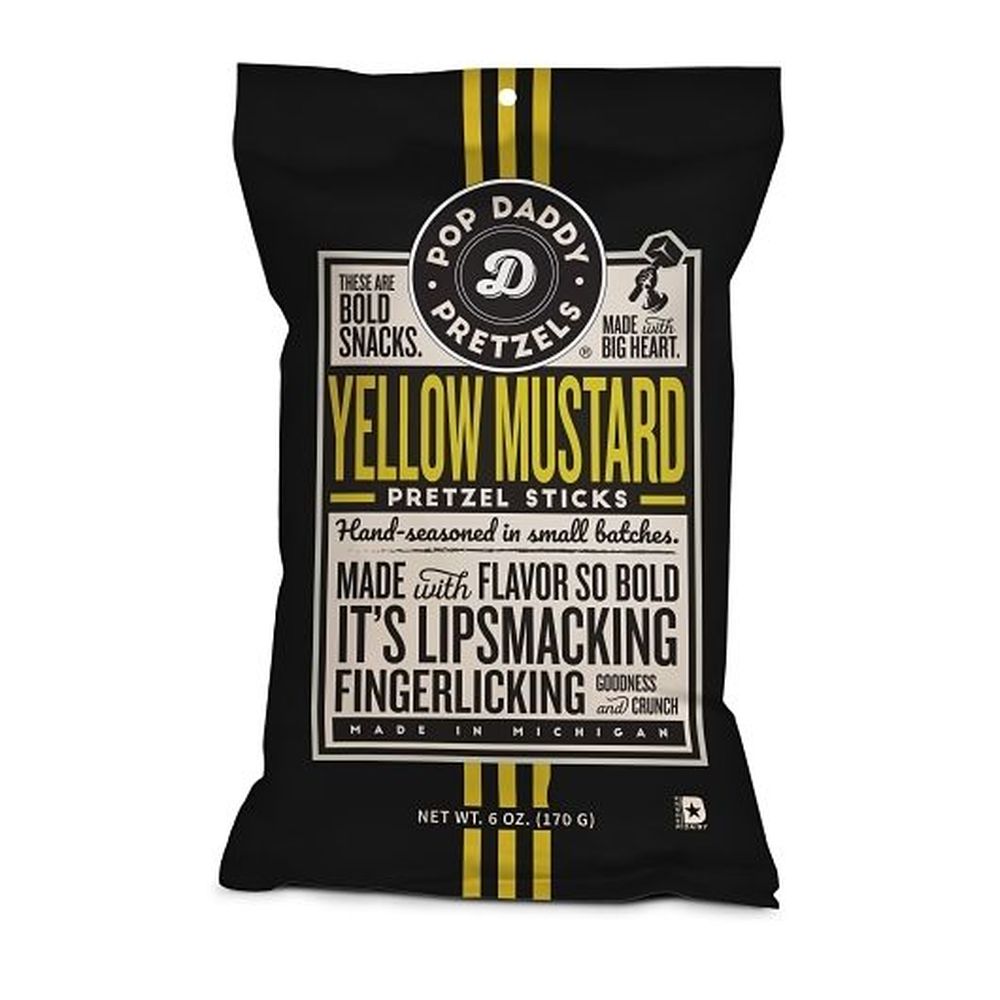 Pop Daddy Yellow Mustard Pretzel Sticks, 6 Ounce -- 6 per case