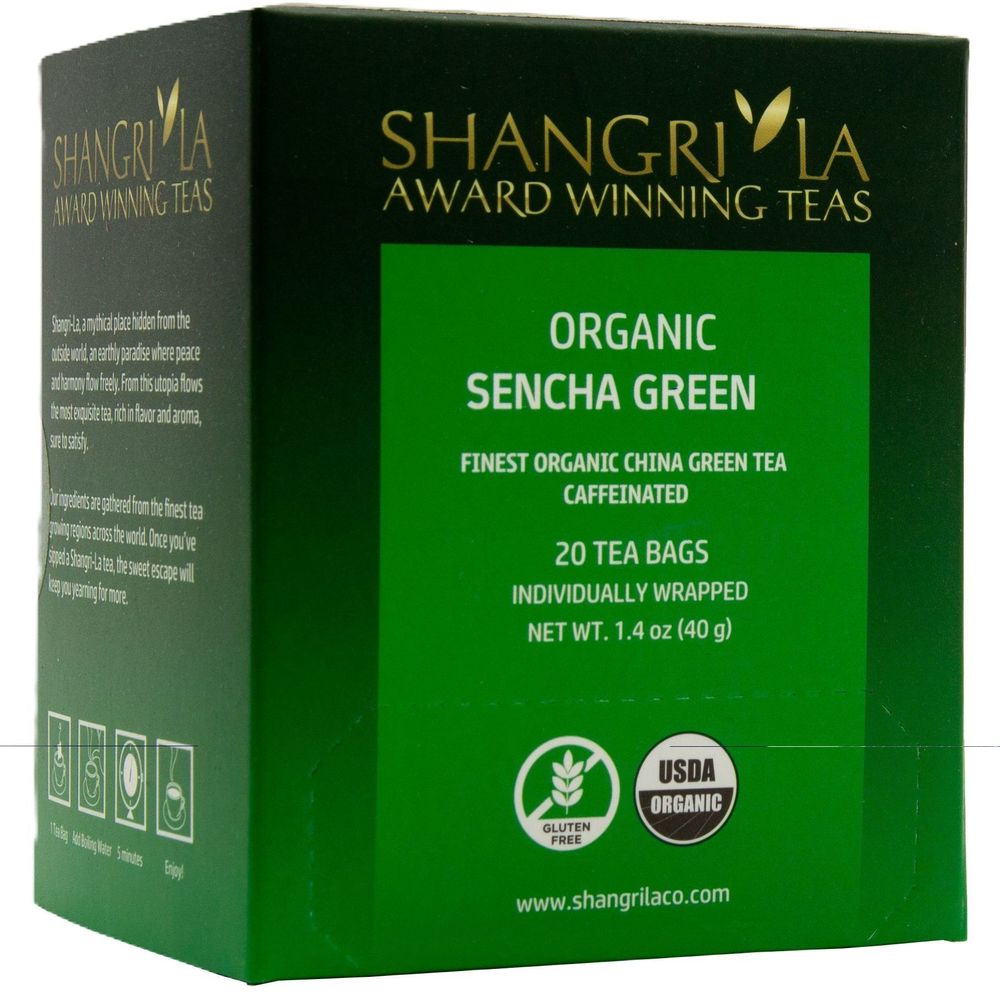 Shangri La Organic Sencha Green Tea, 20 count -- 6 per case ...