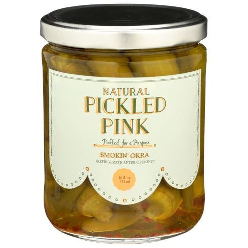 Pickled Pink Smokin Okra, 16 Ounce -- 6 per case