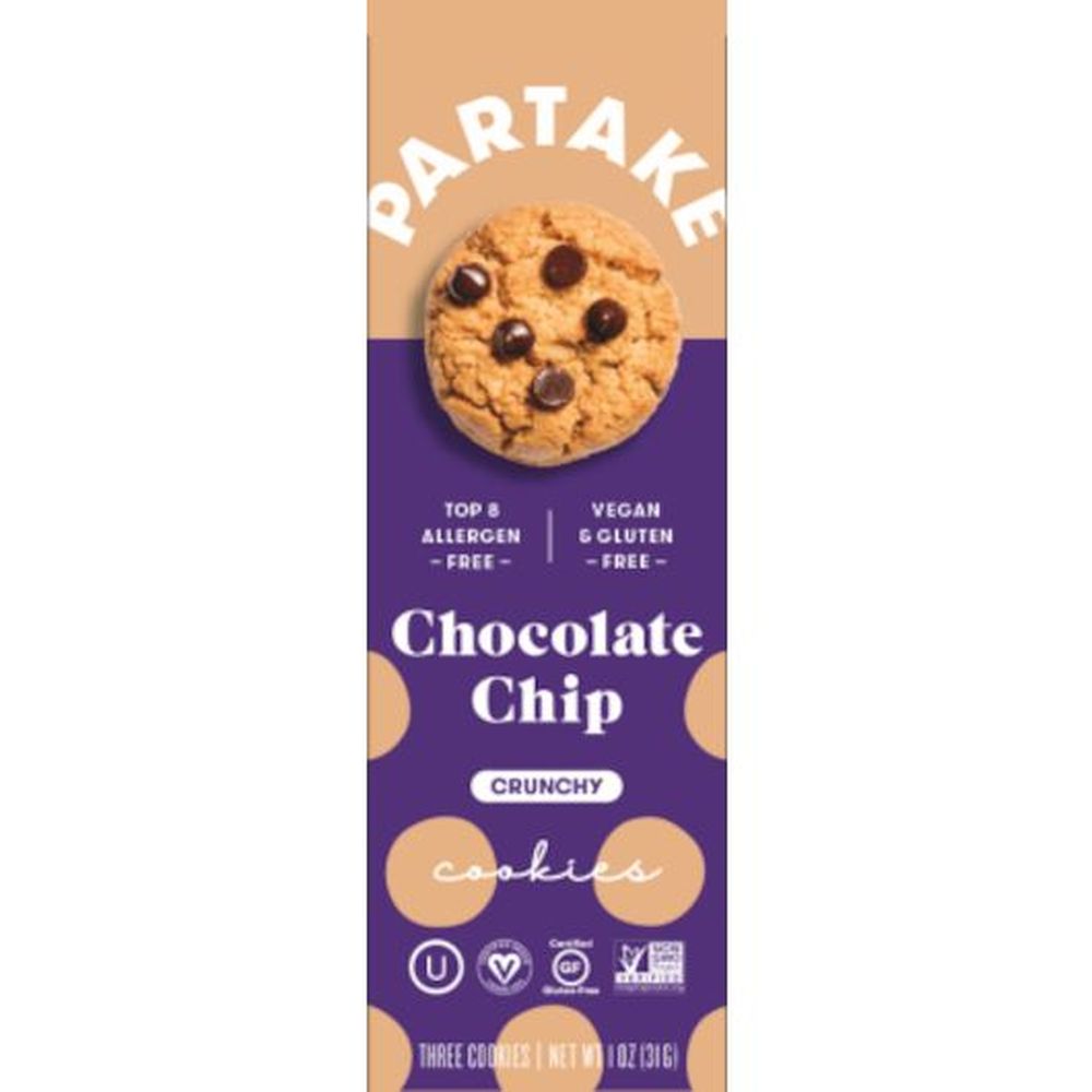 Partake Foods Crunchy Chocolate Chip Cookie - Snack Pack, 1 Ounce -- 24 ...