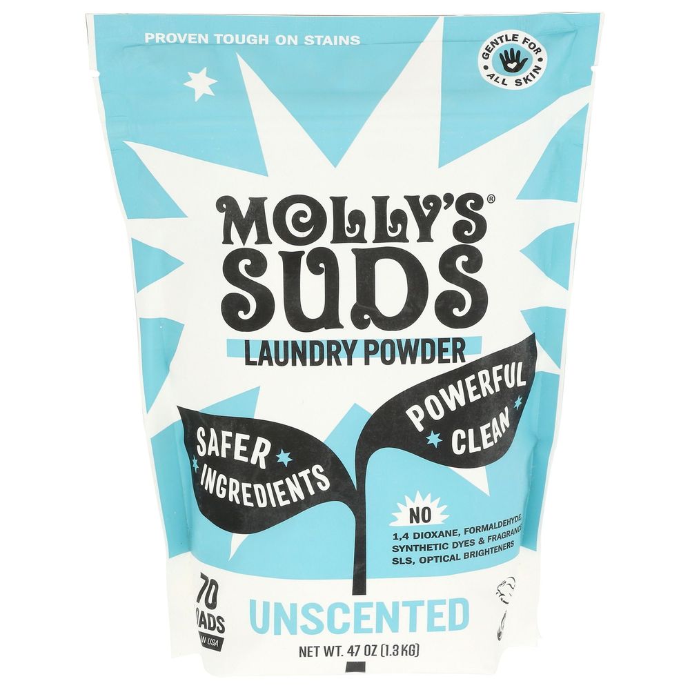 Mollys Suds Unscented Laundry Powder, 47 Ounce -- 6 per case