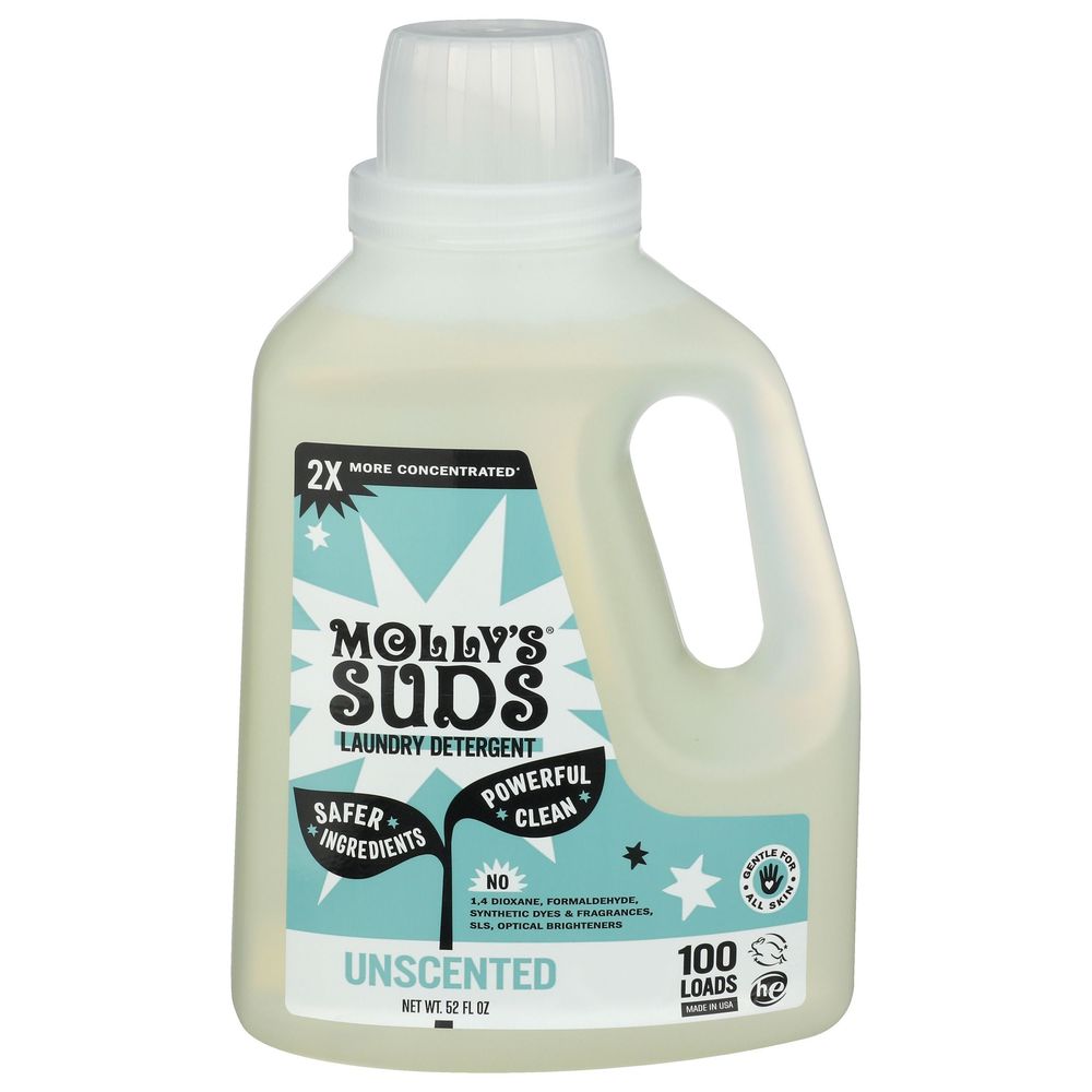 Mollys Suds Unscented Liquid Laundry Detergent, 52 Fluid Ounce -- 6 per ...