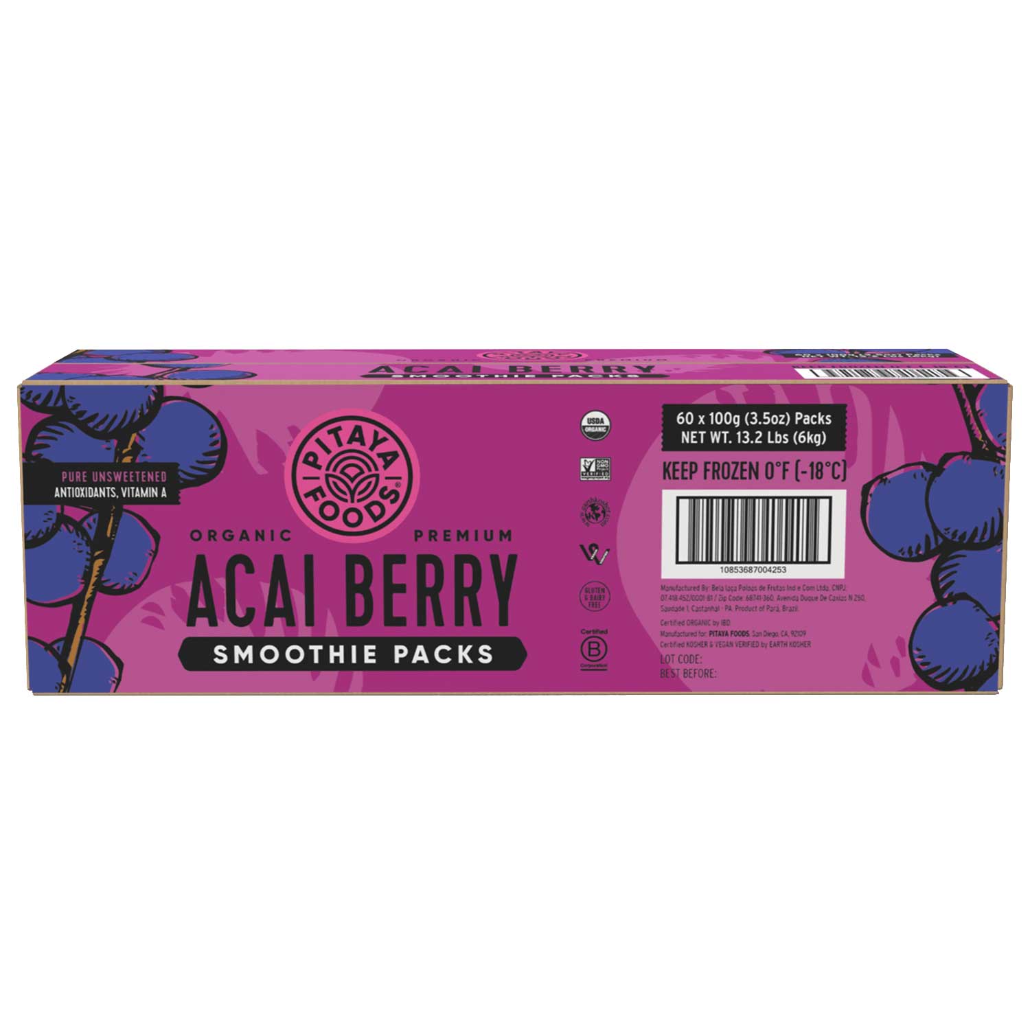 Pitaya Plus Organic Pure Acai Smoothie Pack Case | FoodServiceDirect
