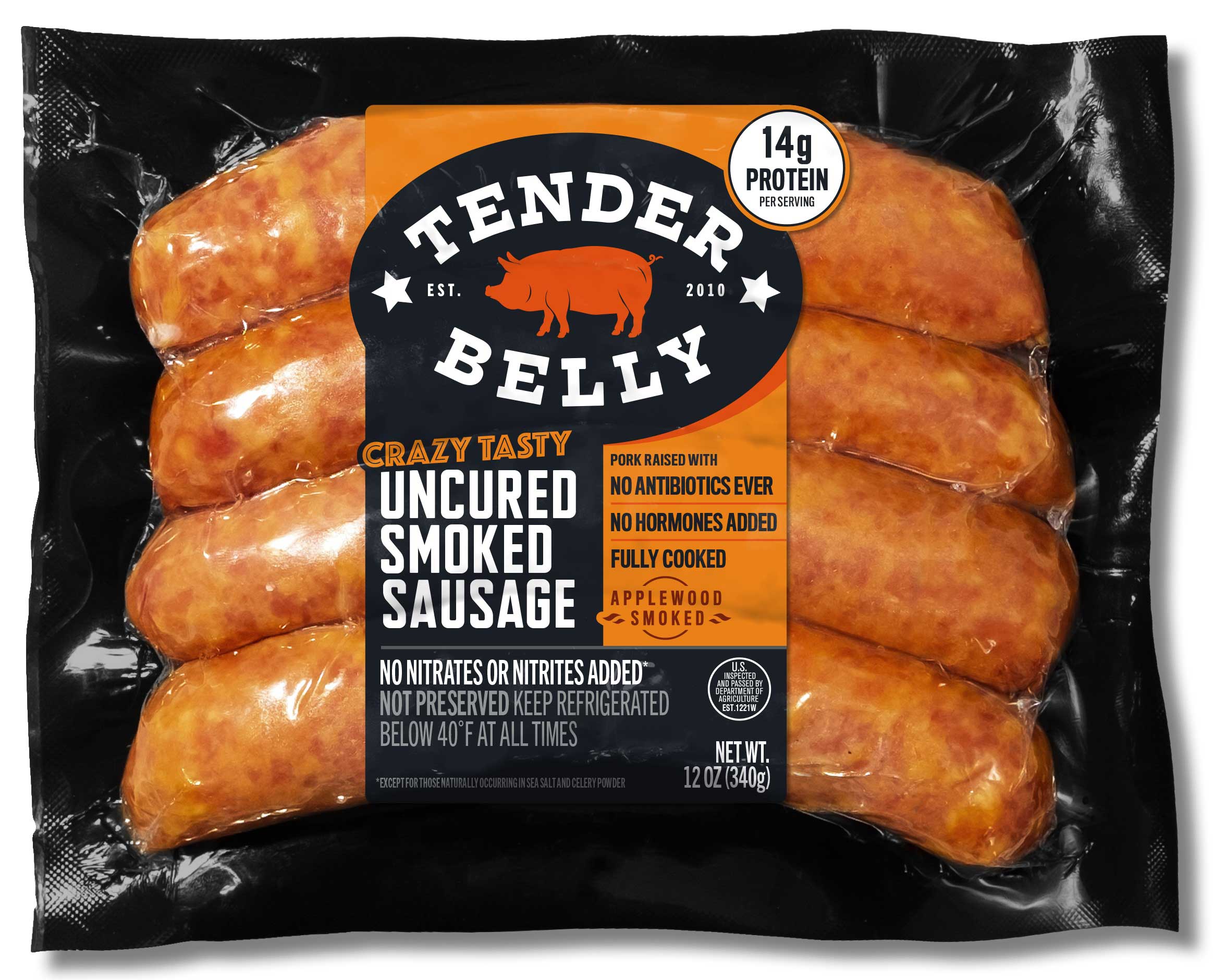 Tender Belly Pork Uncured Smoked Franks -- 12 per case