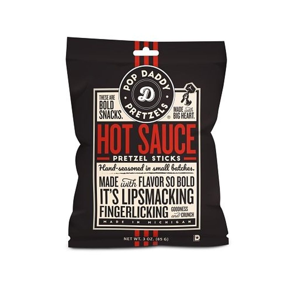 Pop Daddy Hot Sauce Pretzel Sticks, 3 Ounce -- 15 per case